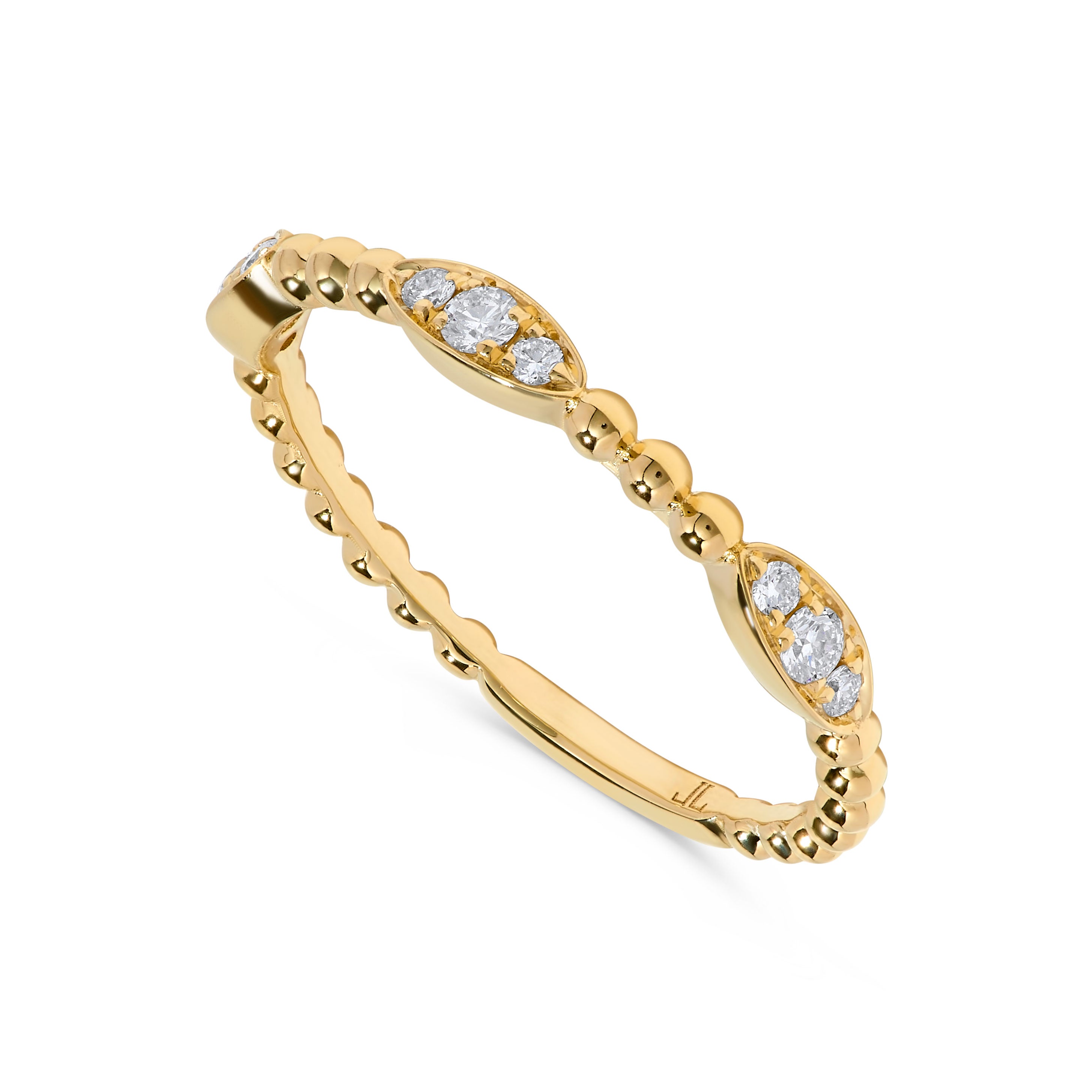 14K Yellow Gold Diamond Caviar Detail Band – LUXURY BY LEONARDO