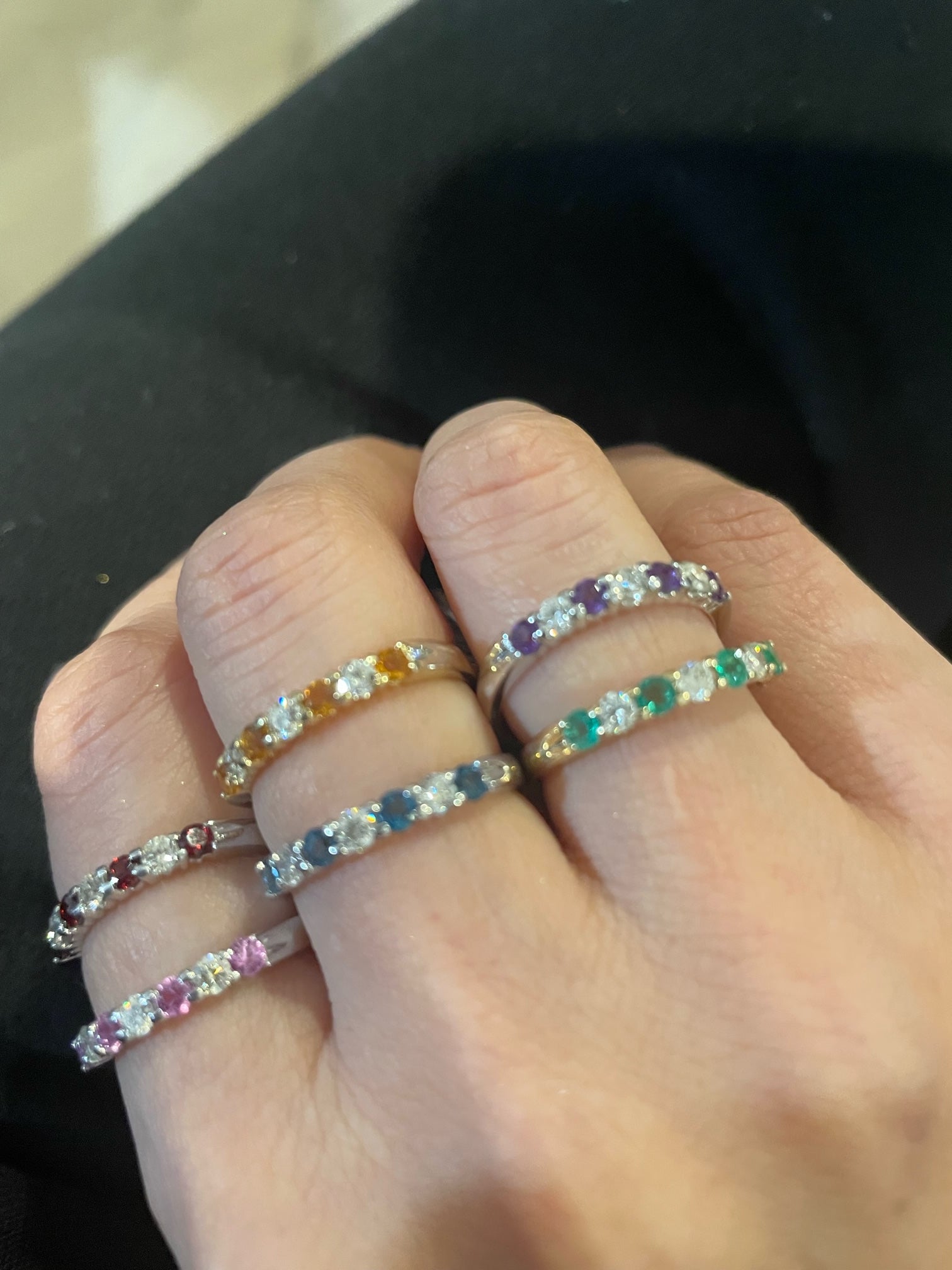 14K Gold Gemstone & Diamond Band - Birthstone Bands – LUXURY BY LEONARDO