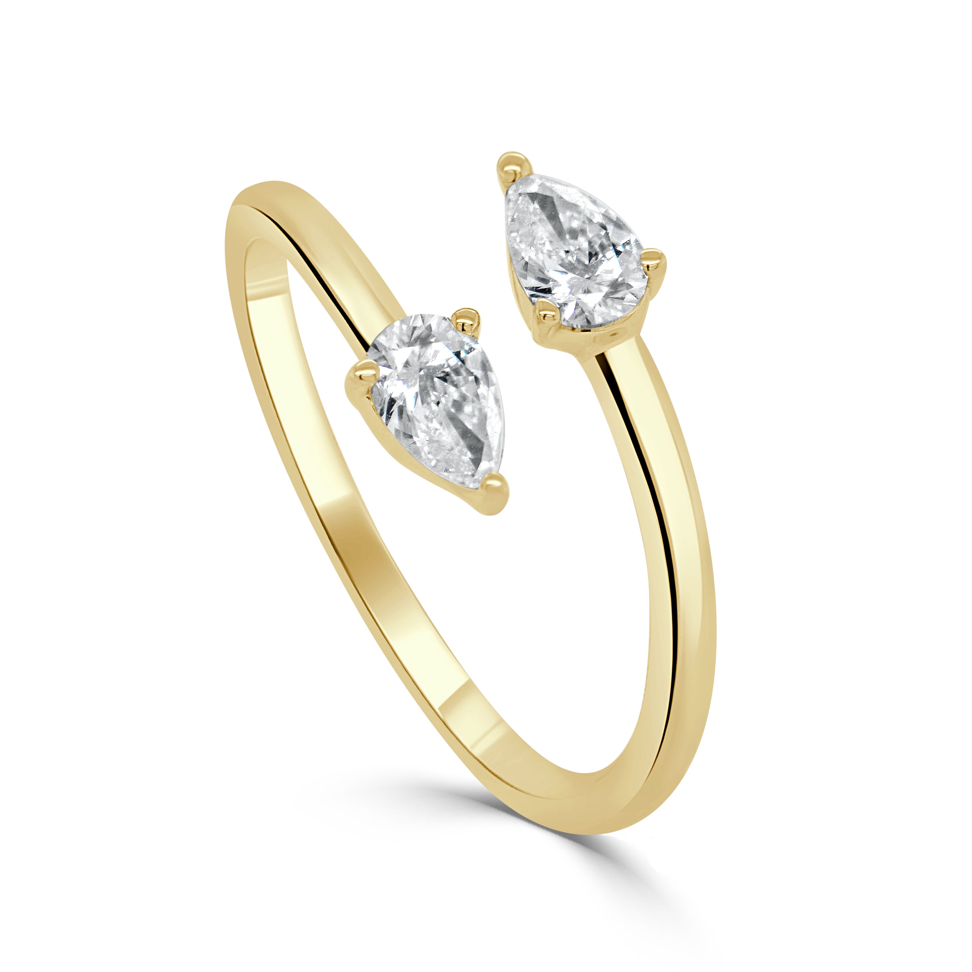 14K Gold Pear Shape Diamond By Pass Ring – LUXURY BY LEONARDO