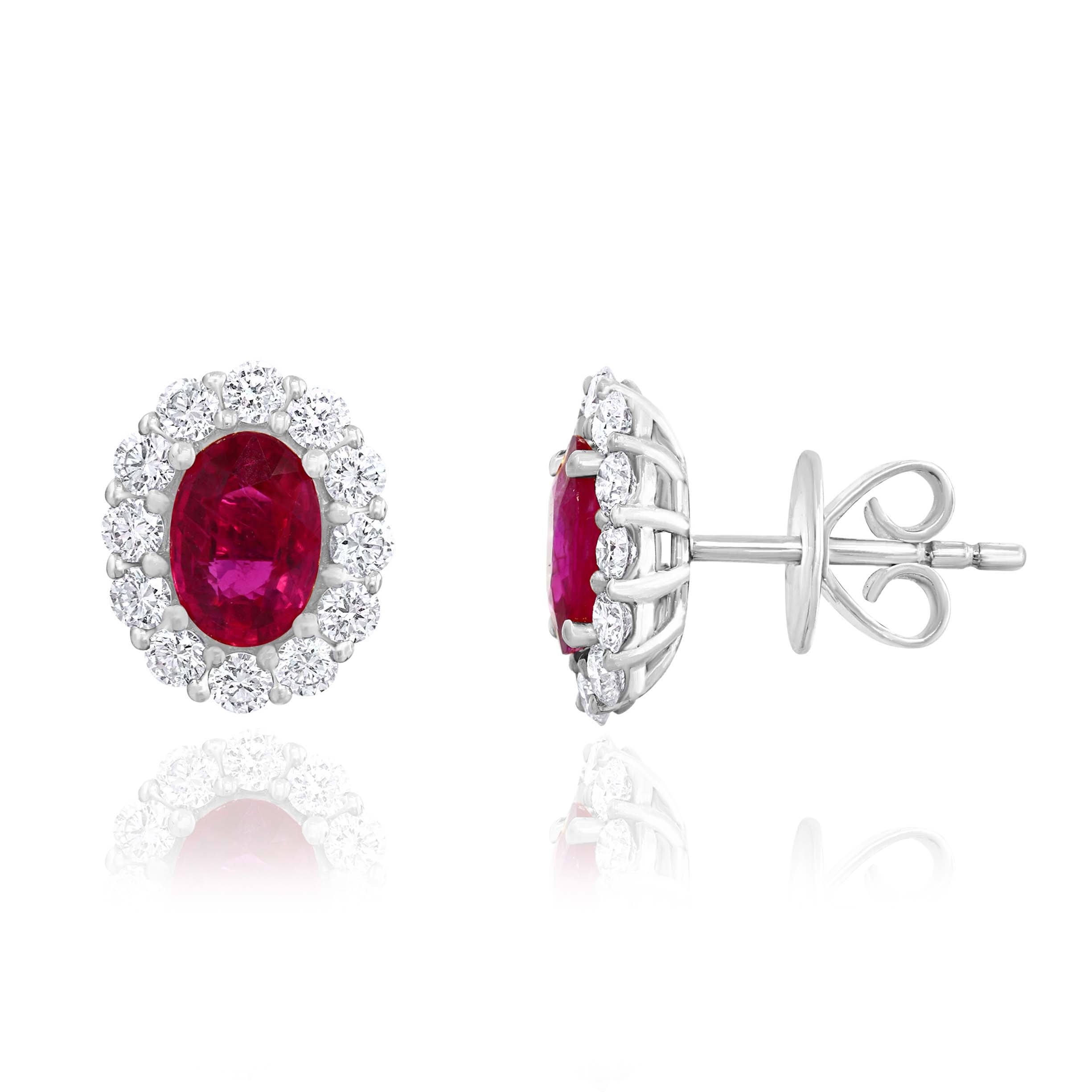 18K White Gold Ruby & Diamond Earrings – LUXURY BY LEONARDO