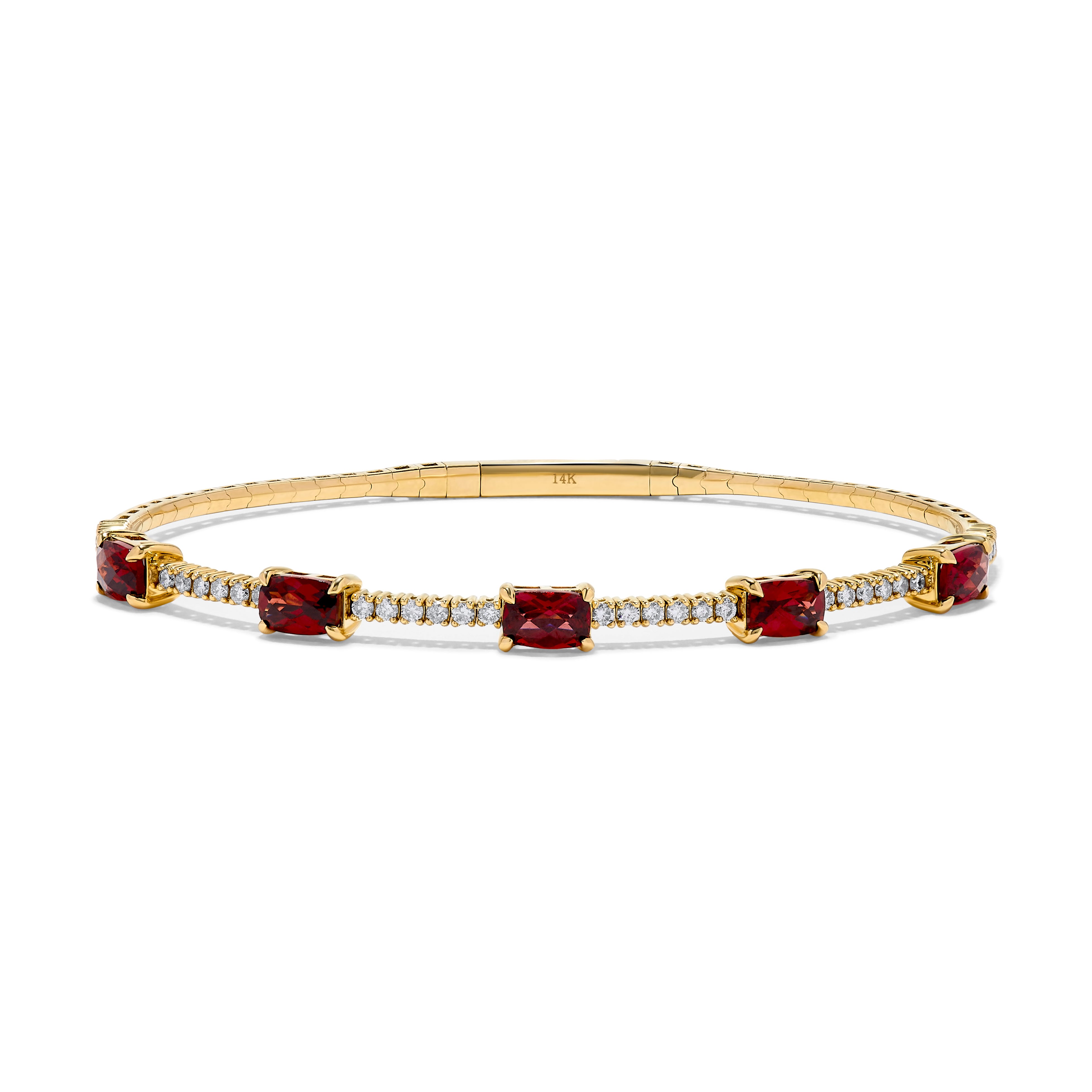 14K Gold Garnet & Diamond Flex Bangle – LUXURY BY LEONARDO