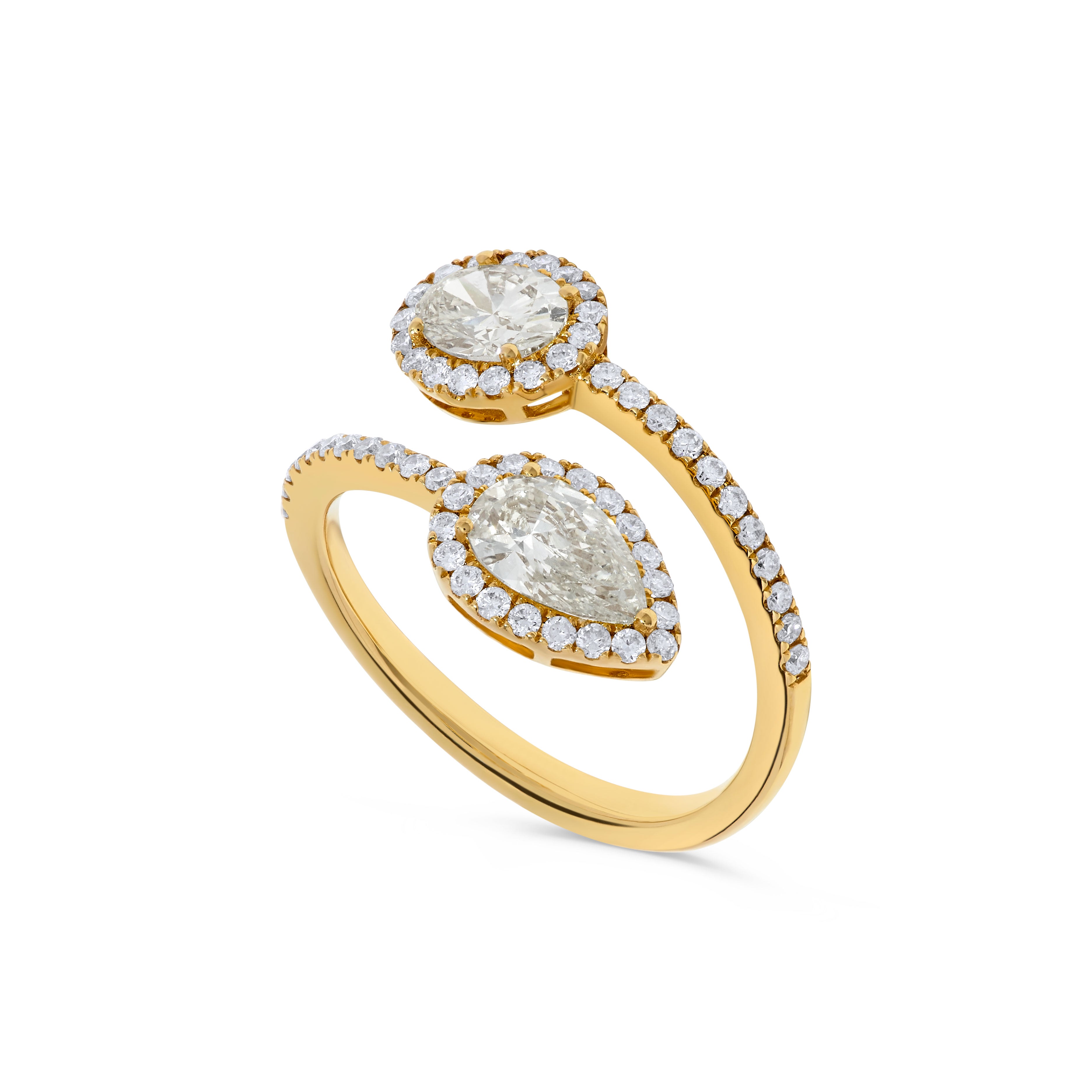 18K Yellow Gold Diamond Bypass Ring – LUXURY BY LEONARDO