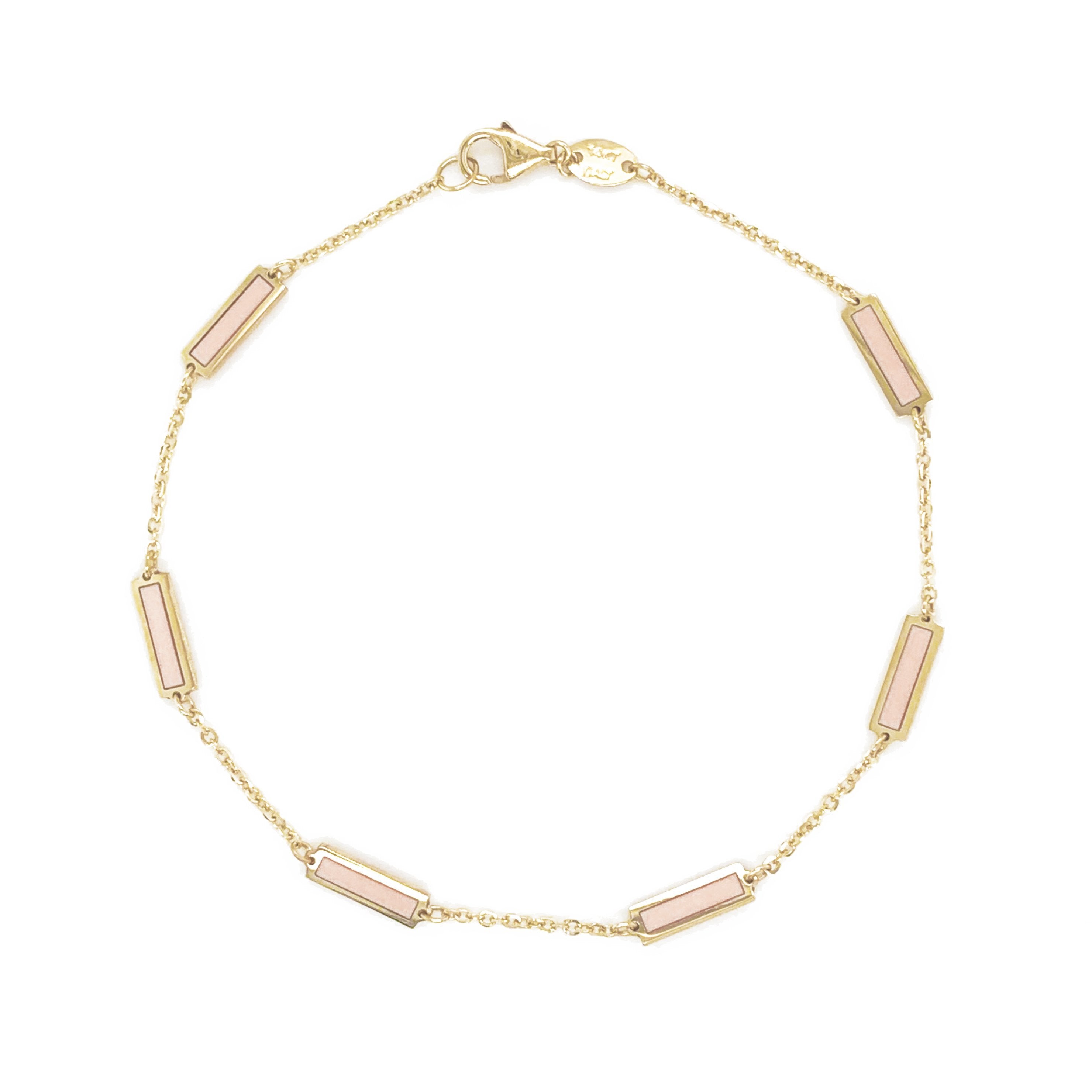 14k Gold & Light Pink Bar Station Bracelet – LUXURY BY LEONARDO