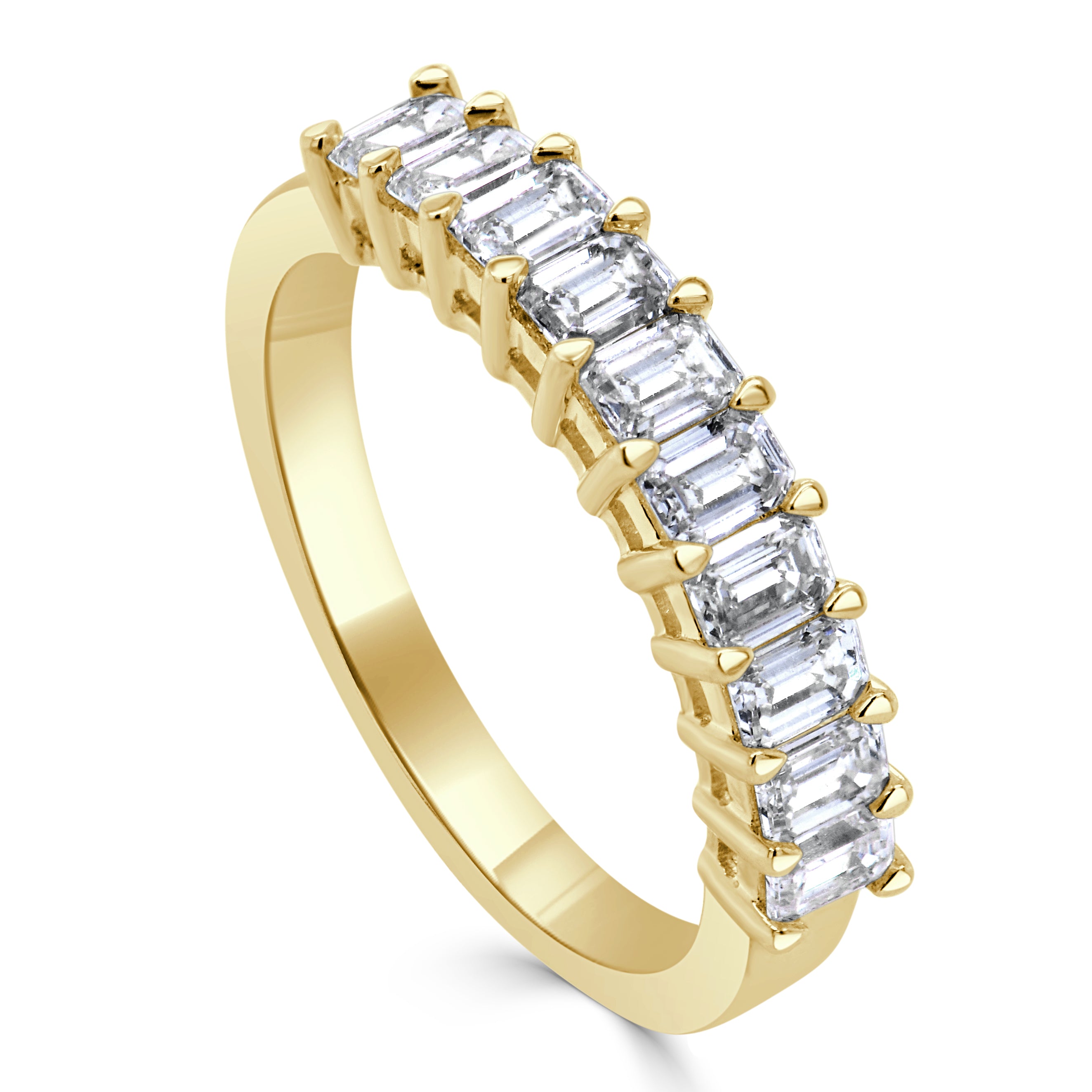 14K Gold Diamond Emerald Cut Half-Way Around Band 1ct – LUXURY BY LEONARDO
